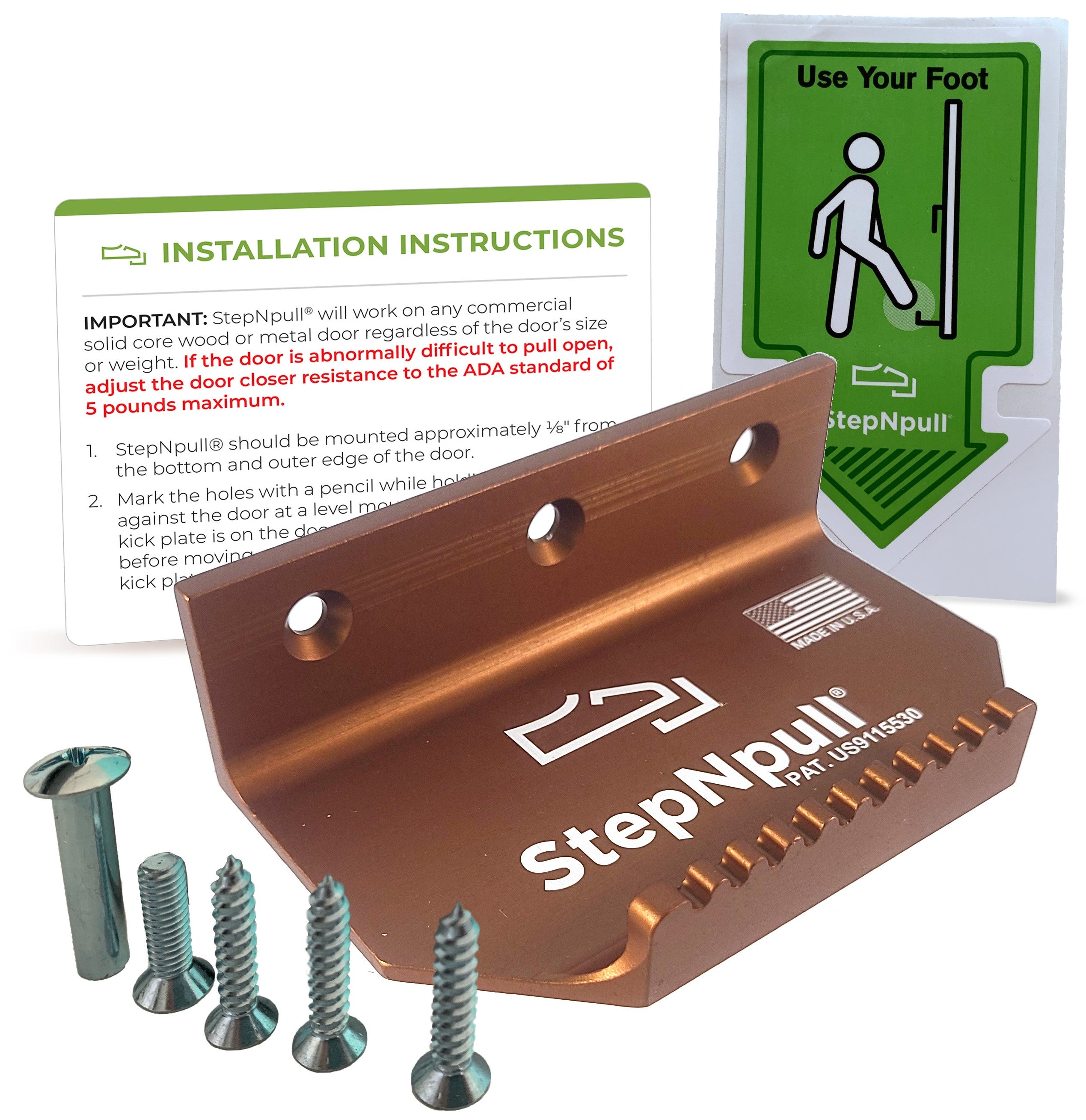StepNpull Hands Free Door Opener - No Touch Door Foot Pull (Copper)